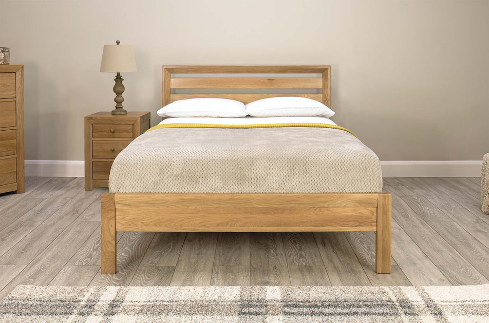 Kensington Solid Natural Oak Bed Frame - 4ft6 Double – The Oak Bed Store