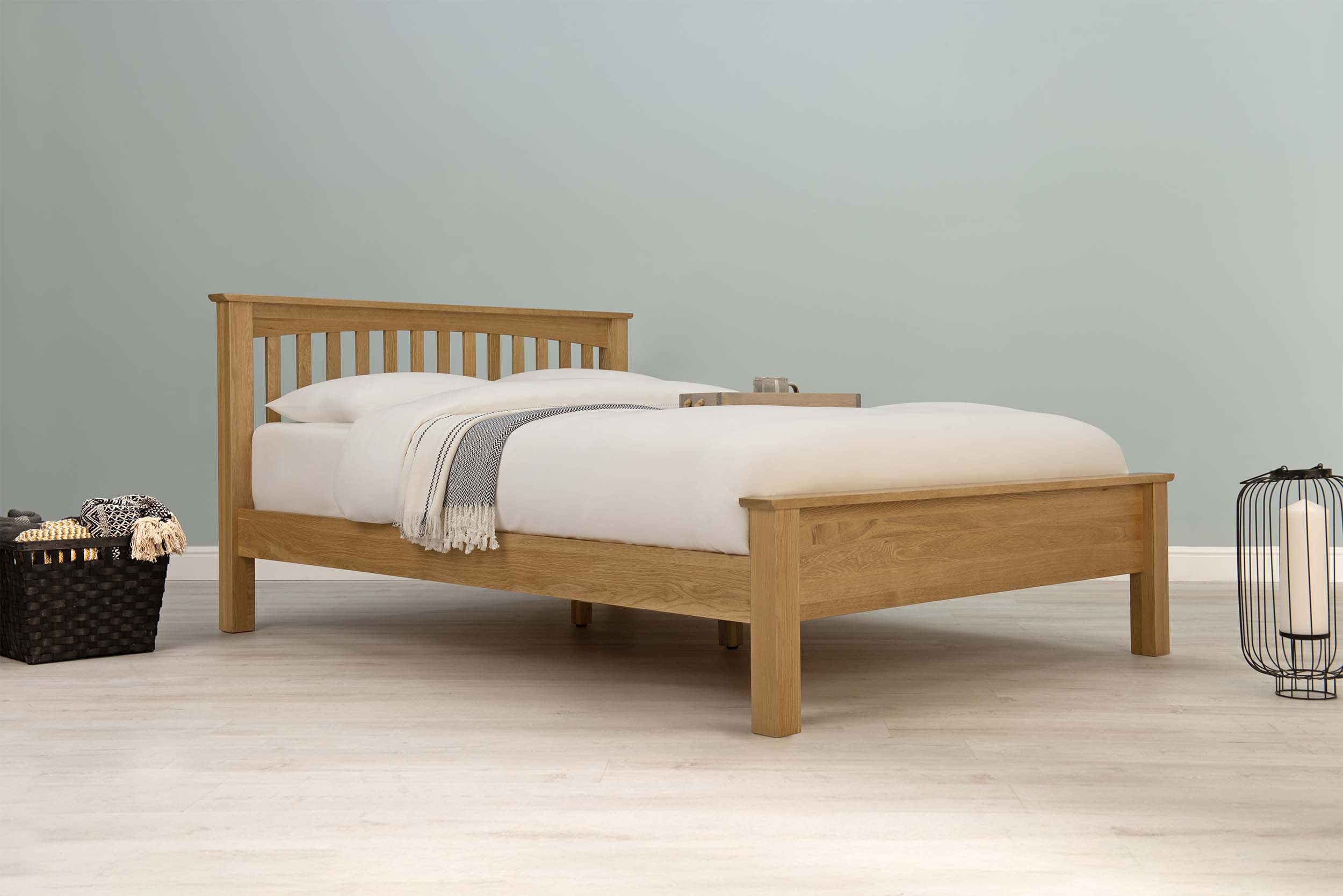 Boston Solid Natural Oak Bed Frame - Low Foot End - 4ft Small Double ...