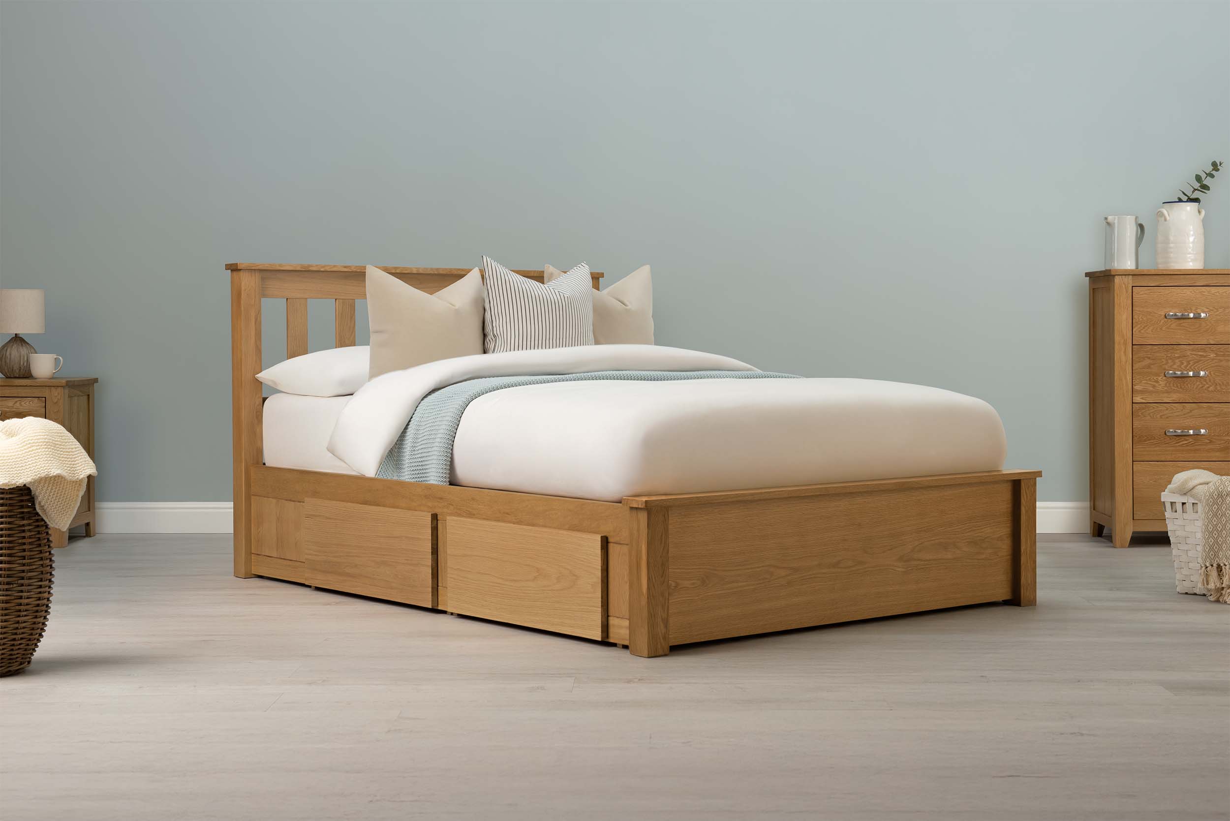 Wimbledon Solid Natural Oak Storage Bed Frame - 5ft King Size – The Oak ...