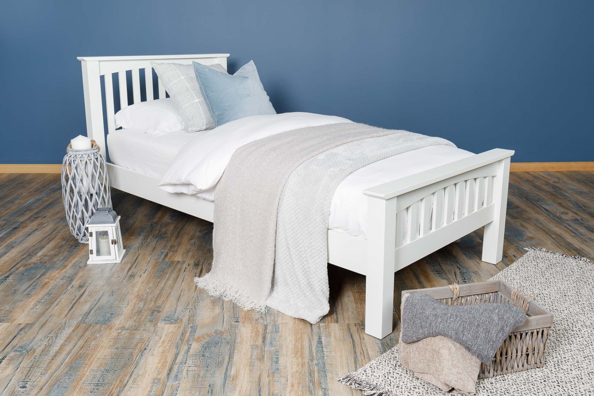 Boston Soft White Solid Wood Bed Frame - 3ft Single – The Oak Bed Store