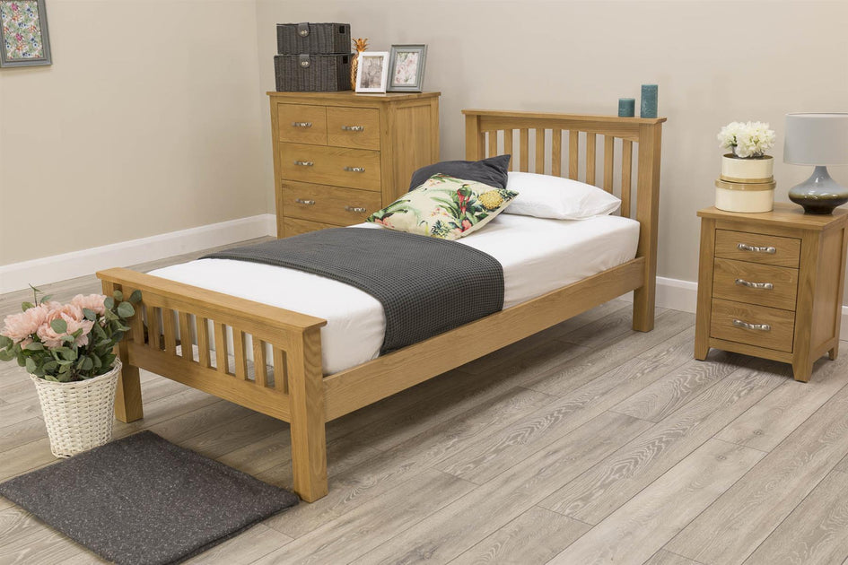 Boston Solid Natural Oak Bed Frame - 3ft Single – The Oak Bed Store