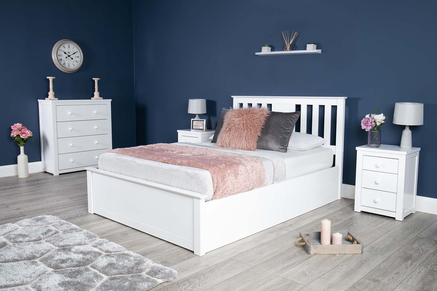 Chester Bright White Ottoman Storage Bed Frame - 4ft Small Double – The ...