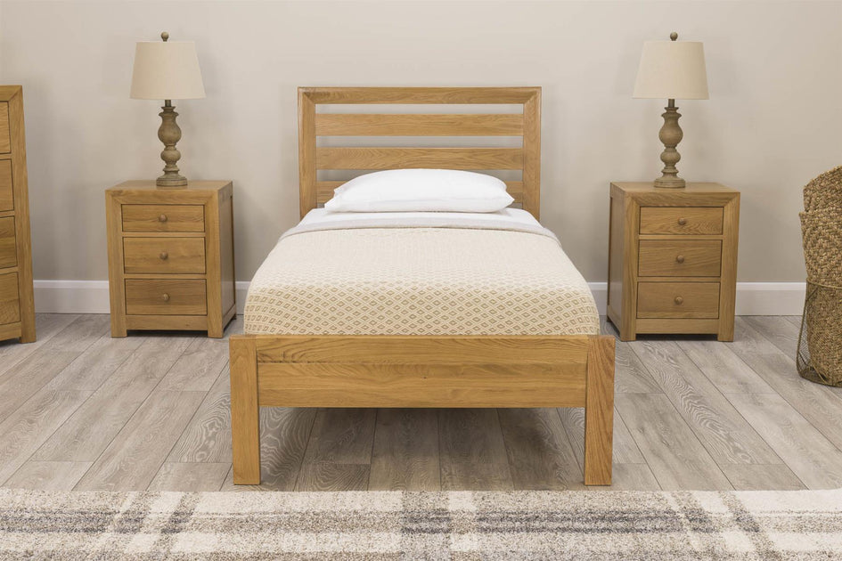 Kensington Solid Natural Oak Bed Frame - 3ft Single – The Oak Bed Store