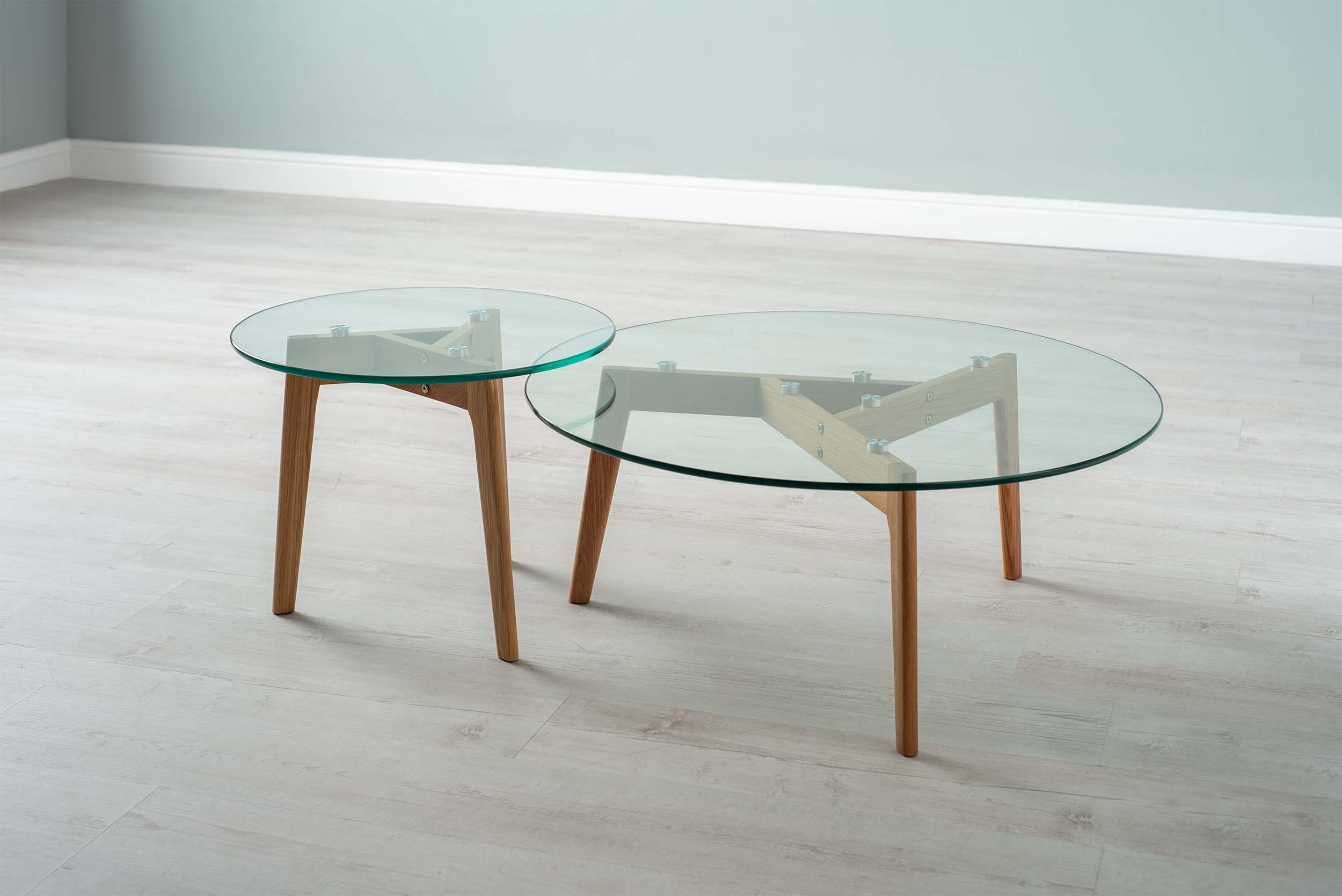 Oak glass side table store