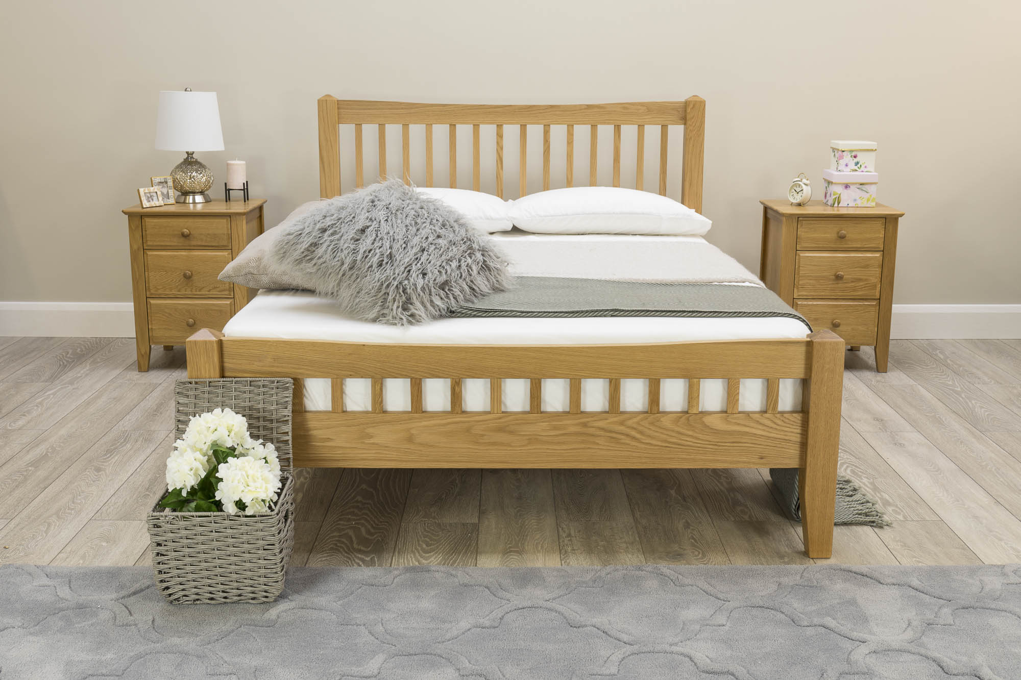 Salisbury Solid Natural Oak Bed Frame 5ft King Size The Oak Bed Store