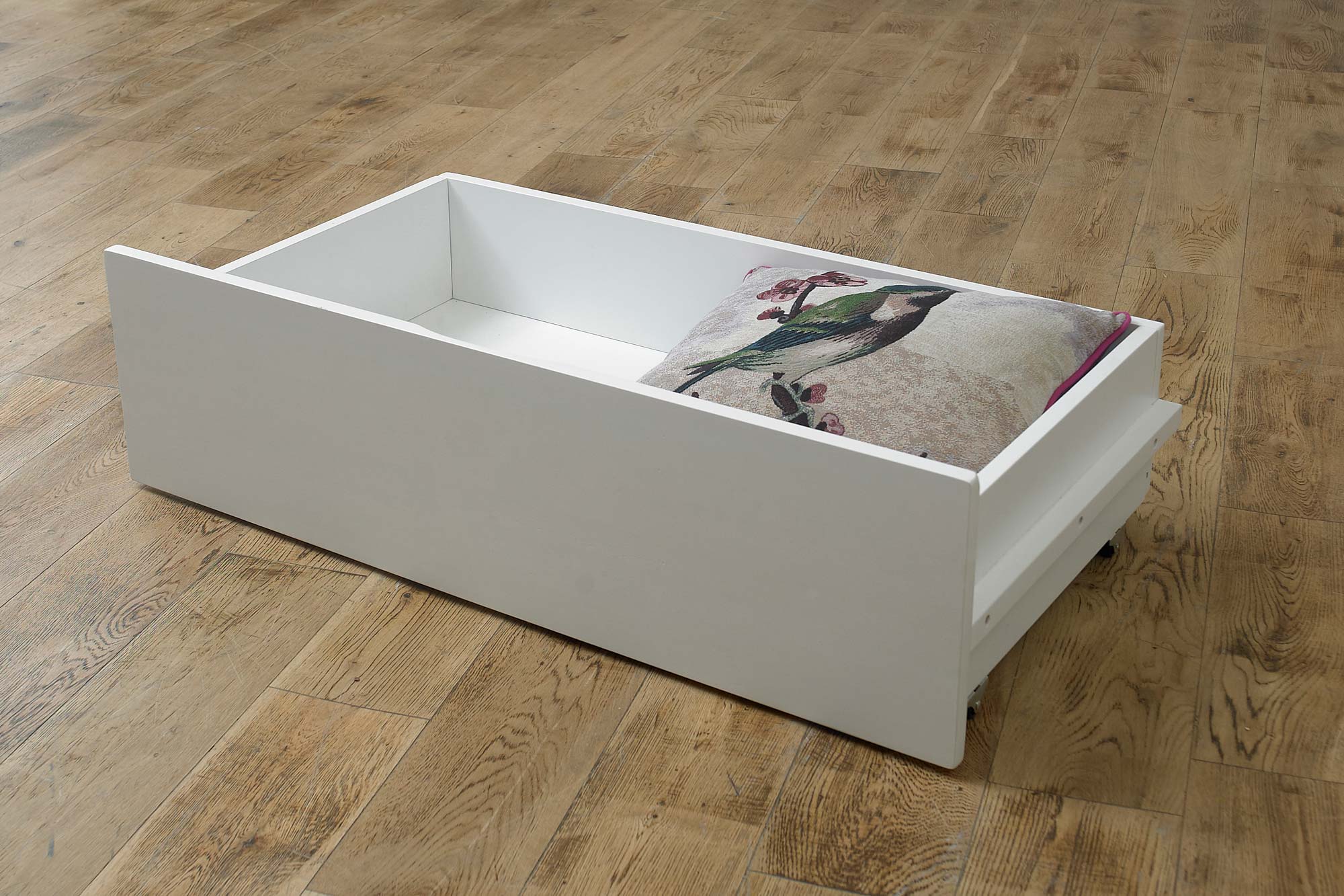 Soft White Under Bed Drawer CLEARANCE Grooved Front Panel Soft White