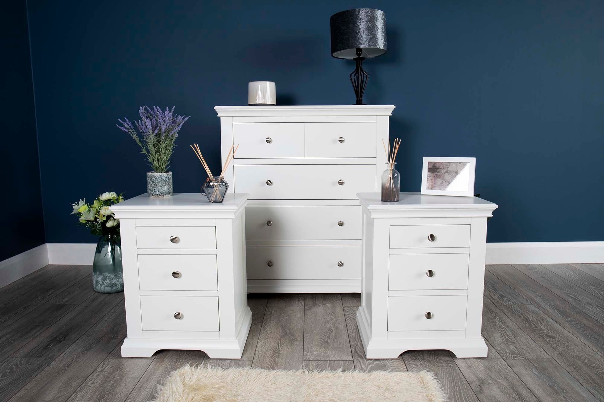 White drawers and bedside table set store