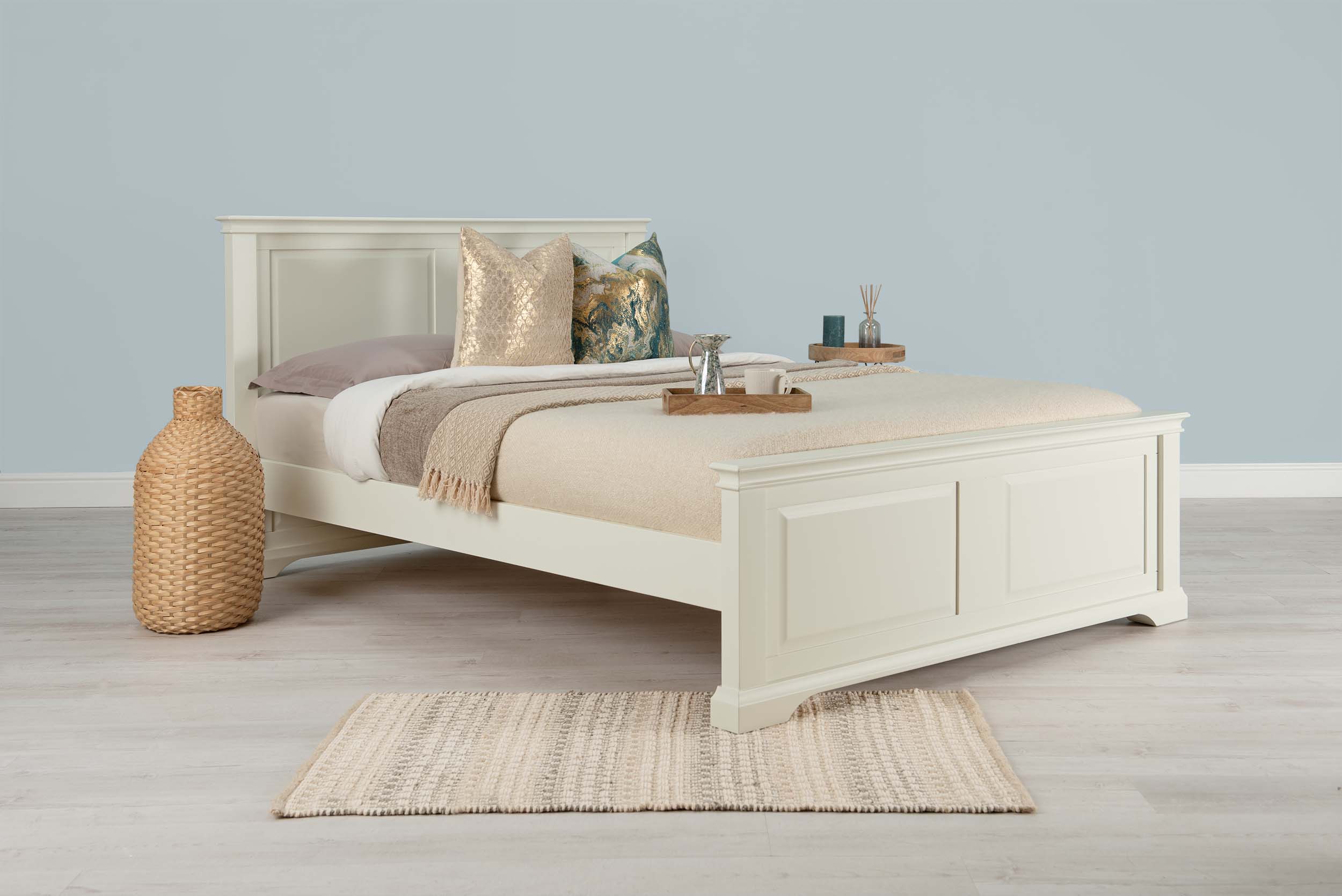 Westcott Soft White Solid Wood Bed Frame 6ft Super King The Oak Bed Store